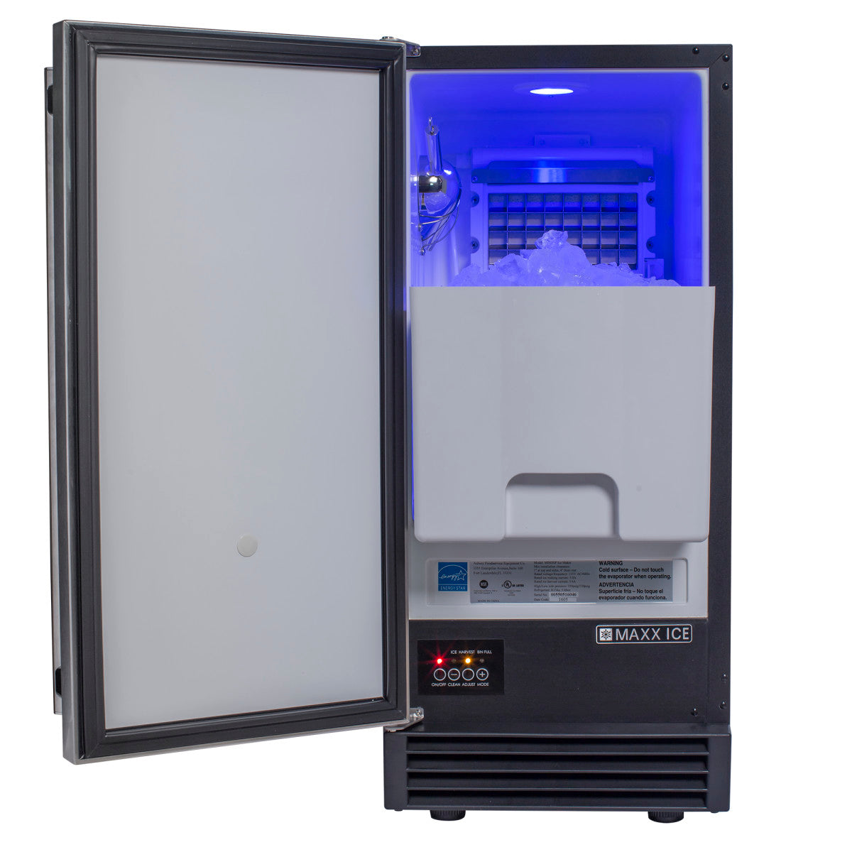 Maxx Ice Premium Indoor Self-Contained Ice Machine, 15"W, 65 lbs, Full ...