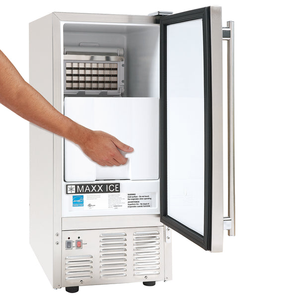Maxx Ice Self-Contained Outdoor Ice Machine, 15"W, 60 lbs, Full Dice I ...